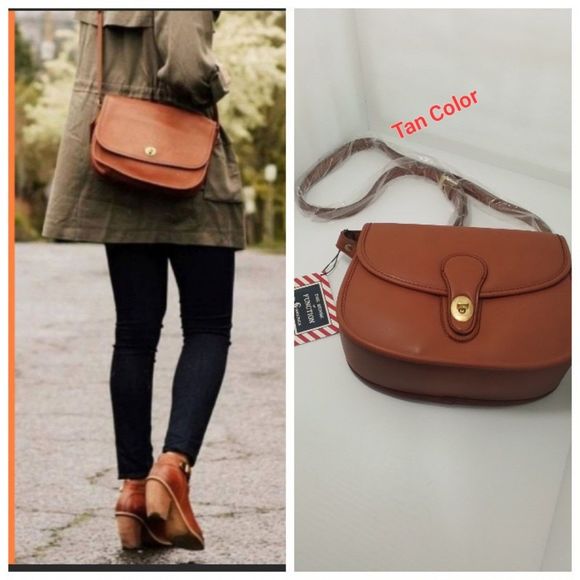 Bags | Fashion Vegan Leather Crossbody Tan Color Bag New | Poshmark